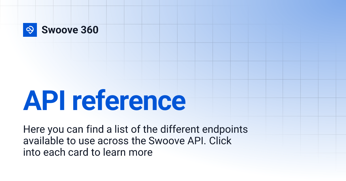 API reference | Swoove 360
